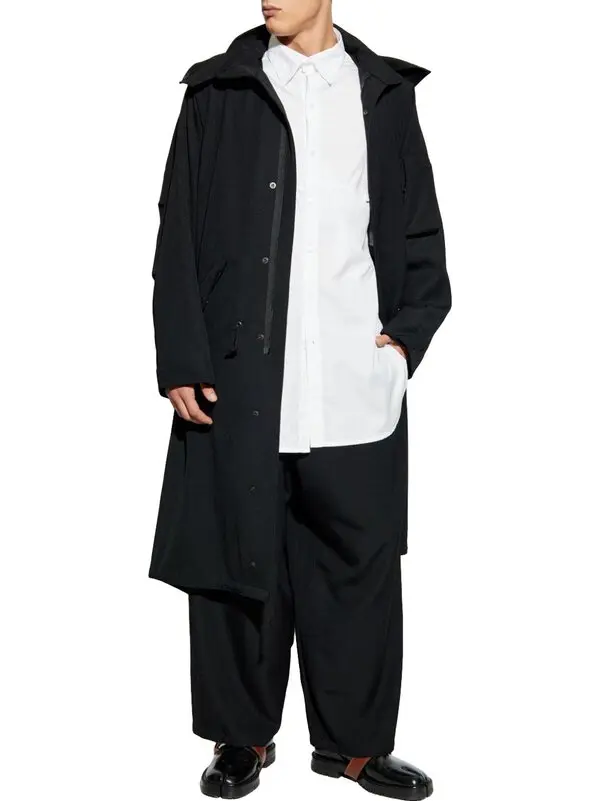 Yohji Yamamoto Hooded Trench Coat - Black