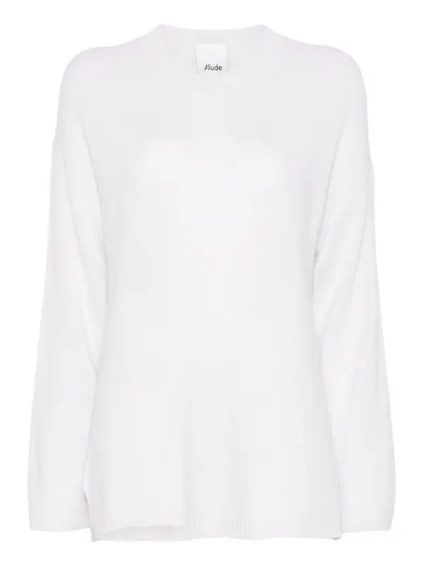 ALLUDE Cashmere Crew-neck Sweater - White