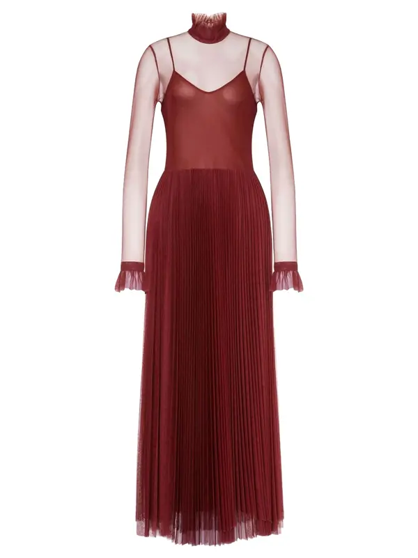 Philosophy Di Lorenzo Serafini Long-sleeved Pleated Dress - Red