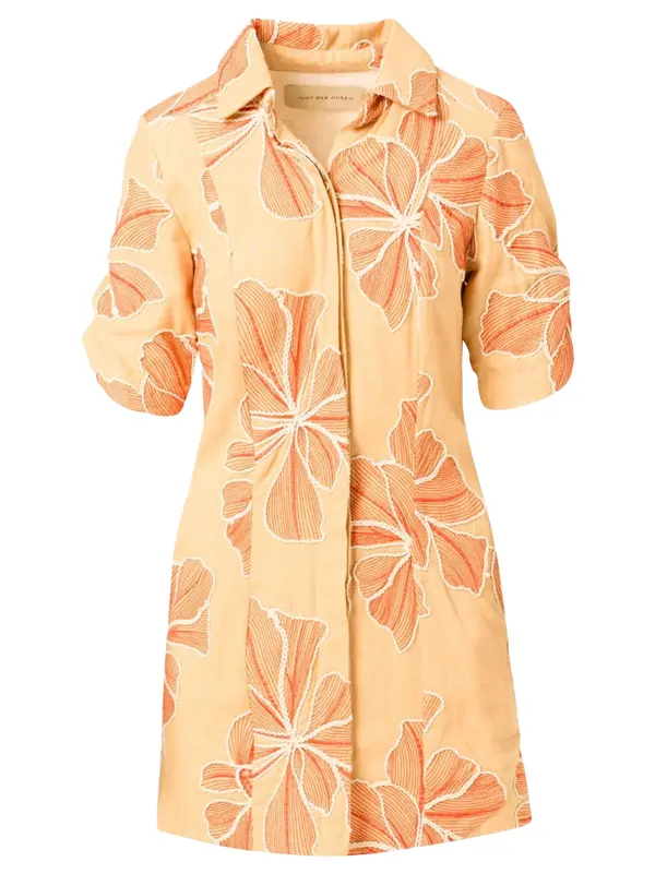 JBQ Ginger Floral Embroidered Mini Dress - Orange