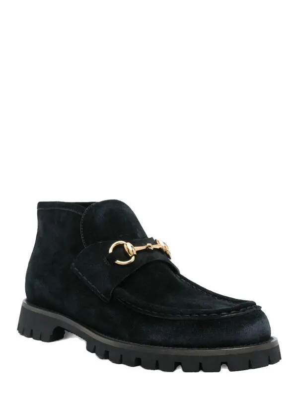 Gucci Horsebit Suede Ankle Boots - Black