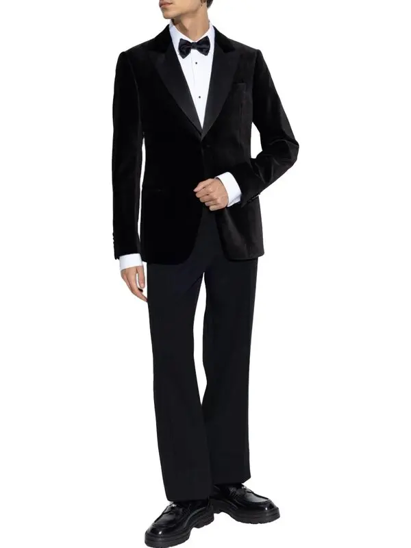 Emporio Armani Veltet Tuxedo Blazer - Black