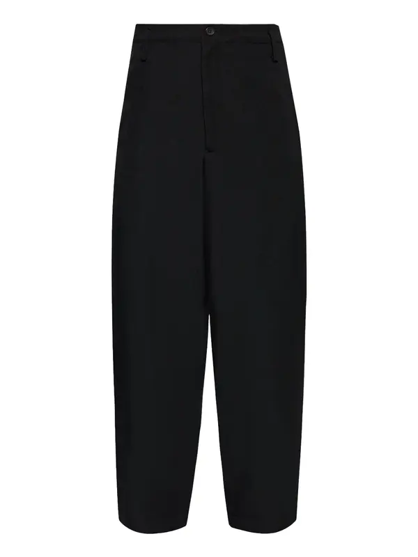 Yohji Yamamoto Wide Leg Wool Trousers - Black
