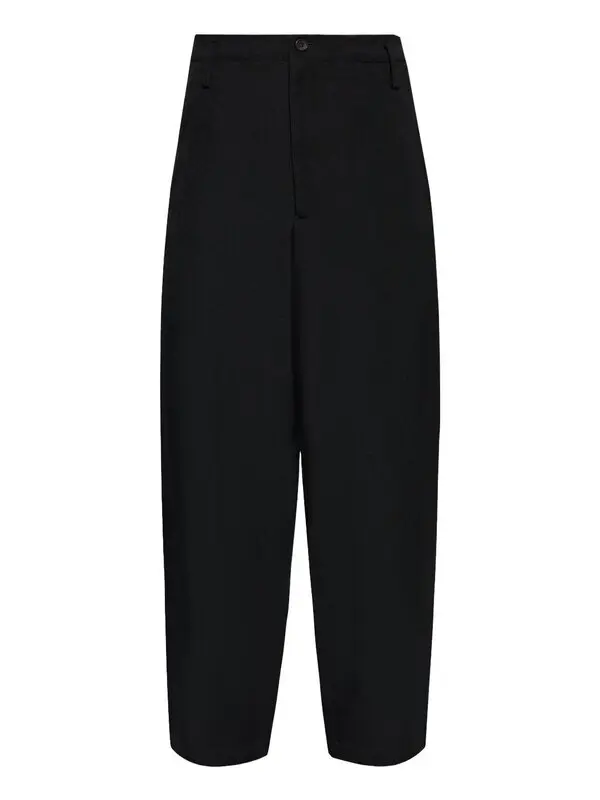 Yohji Yamamoto Wide Leg Wool Trousers - Black