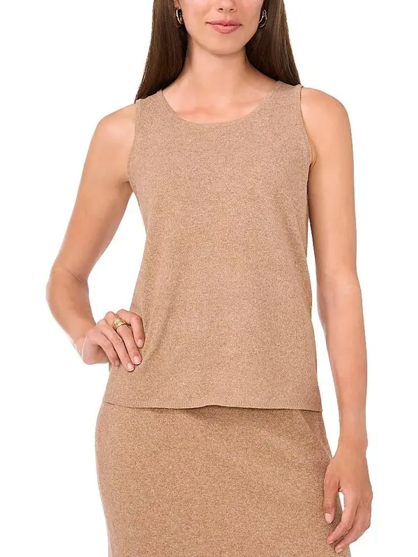Vince Camuto Crewneck Sleeveless Sweater - Dark Latte