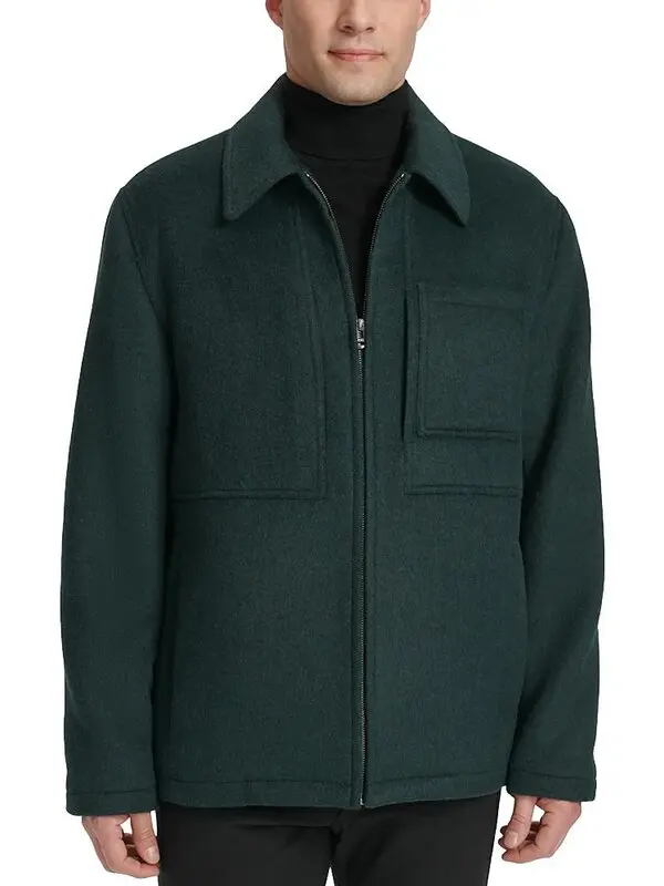 Cole Haan Zip Front Jacket - Dark Green