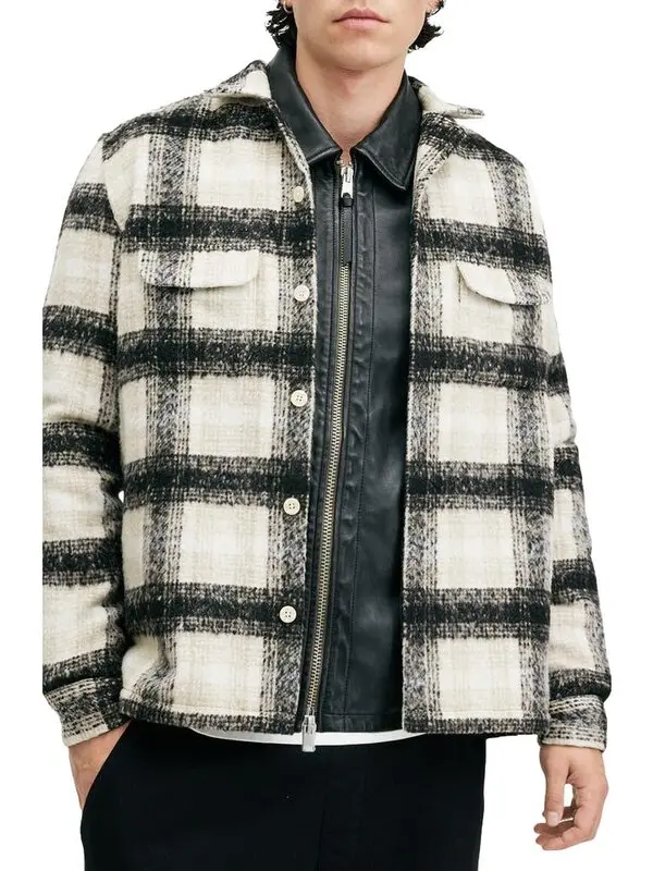 ALLSAINTS Lapse Plaid Fleece Overshirt - Black/grey