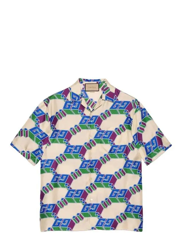 Gucci 3d Gg Print Silk Shirt - Multicolor