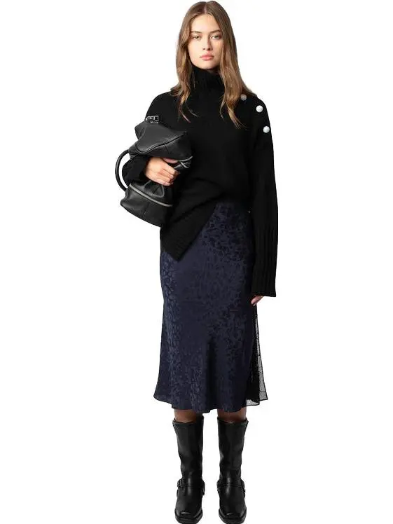 Zadig&Voltaire Jayla Leopard Jacquard Skirt - Navy