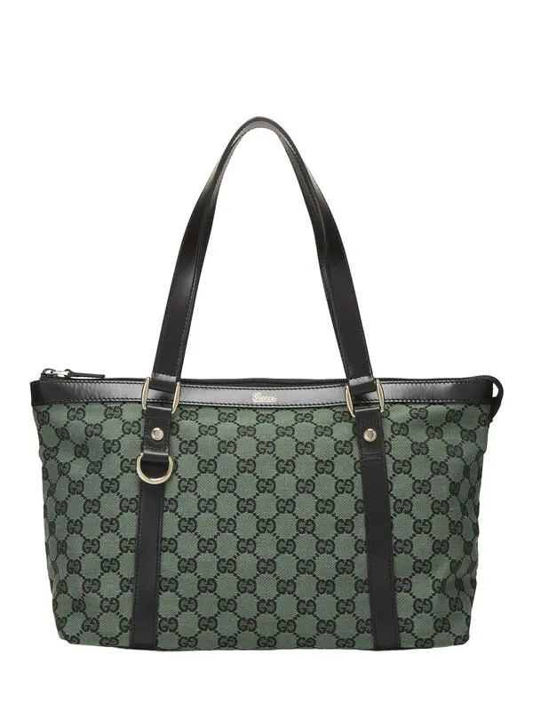 Gucci Original Gg Canvas Abbey Zip Tote Bag - Green