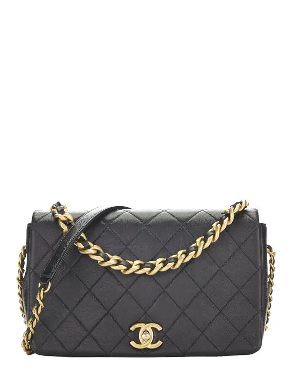 Chanel Calfskin Fashion Flap Bag - Black