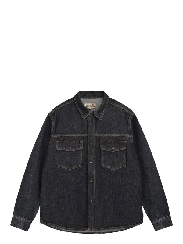 StÜssy Boxy Western Denim Shirt 'washed - Black