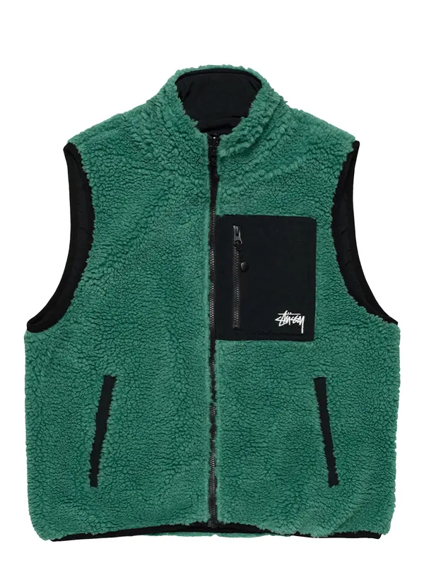 StÜssy Sherpa Reversible Vest - Green