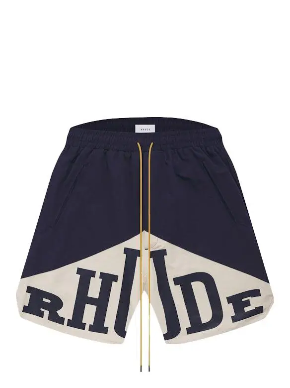 Rhude Cupro Yachting Shorts - Navy Blue/white