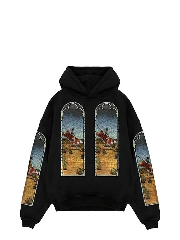 WHO DECIDES WAR BY EV BRAVADO X Est Gee Stained Glass Hoodie - Black