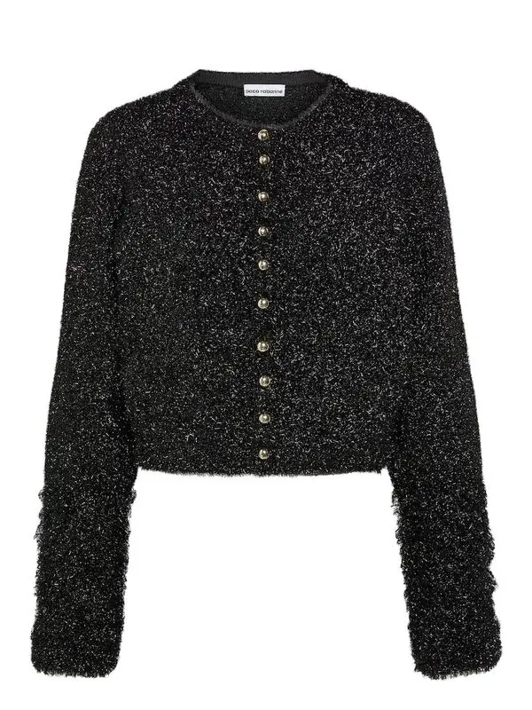 Rabanne Cropped Buttoned Cardigan - Black