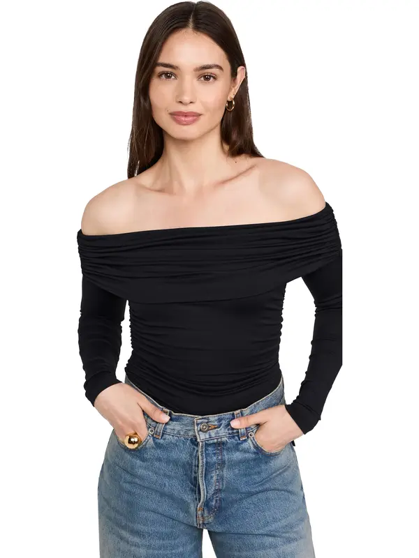 Susana Monaco Off-shoulder Gathered Top - Black