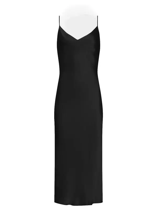 L'Agence Seridie Mid-length Silk Slip Dress - Black
