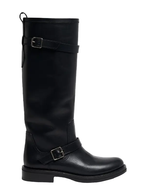 Saint Laurent Biork Leather Biker Boots - Black
