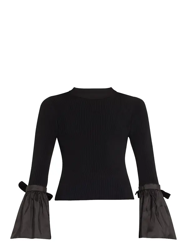 Simkhai Agata Flared-sleeve Knit Top - Black