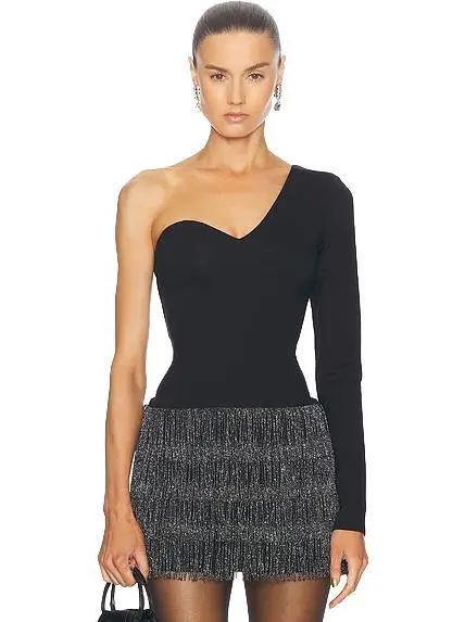 RtA Marin One Shoulder Top - Black