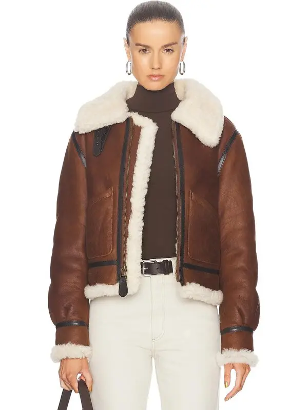 Polo Ralph Lauren Shearling Aviator Jacket - Brown & Cream