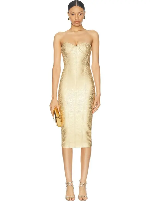 Retrofete Charlize Bustier Dress - Gold