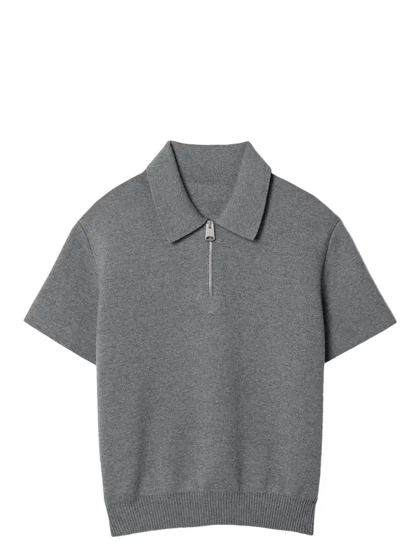 Khaite Gulliame Wool-blend Polo Top - Gray