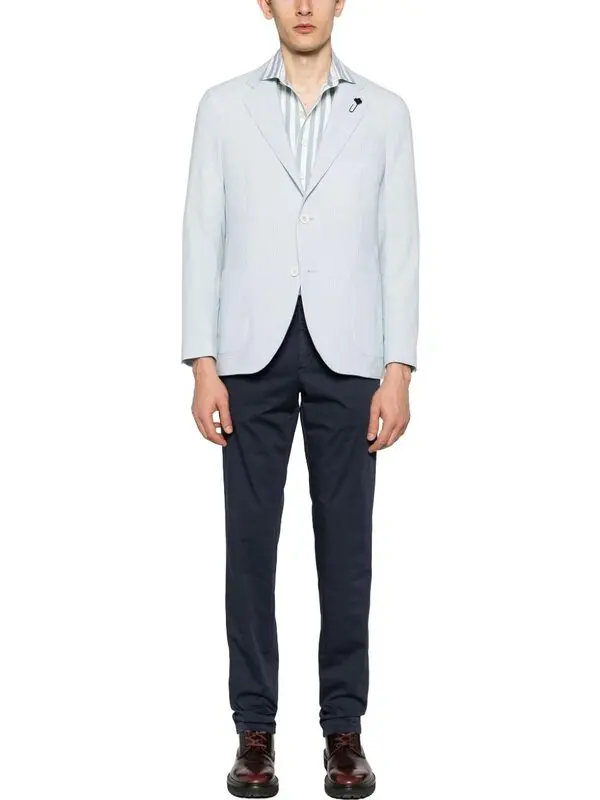 LARDINI Striped Single-breasted Blazer - Blue