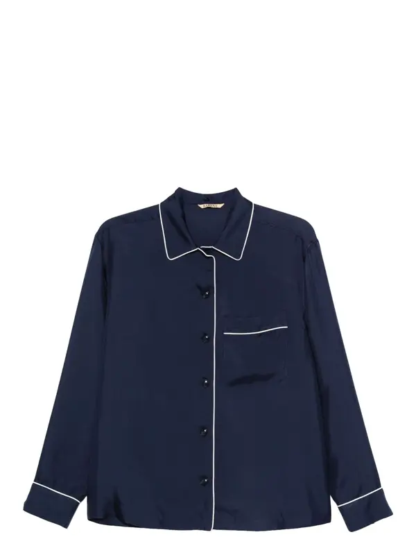 Barena Venezia Piped-trim Silk Shirt - Blue