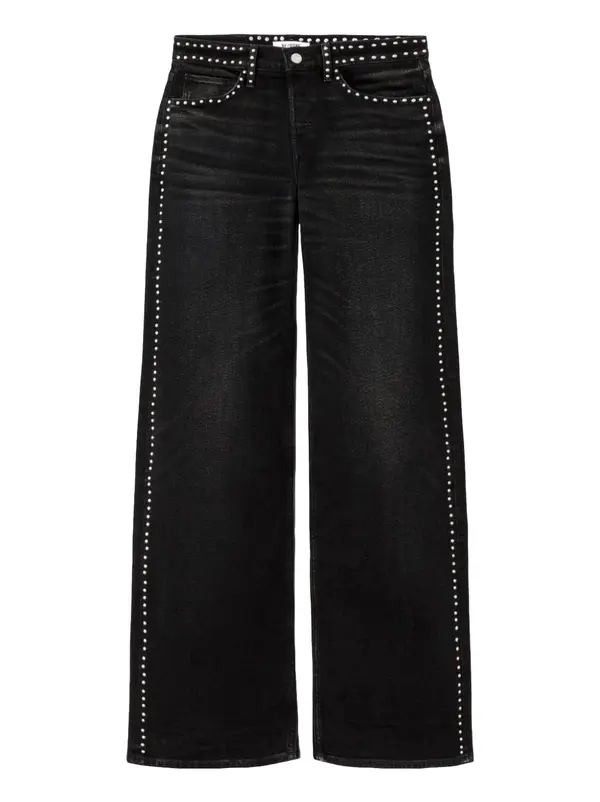 RE/DONE Studded Wide-leg Jeans - Black