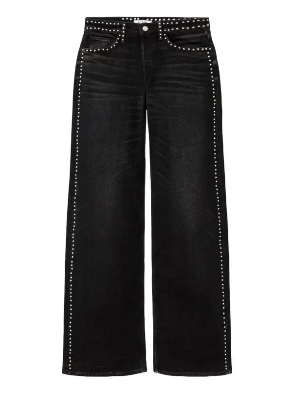 RE/DONE Studded Wide-leg Jeans - Black