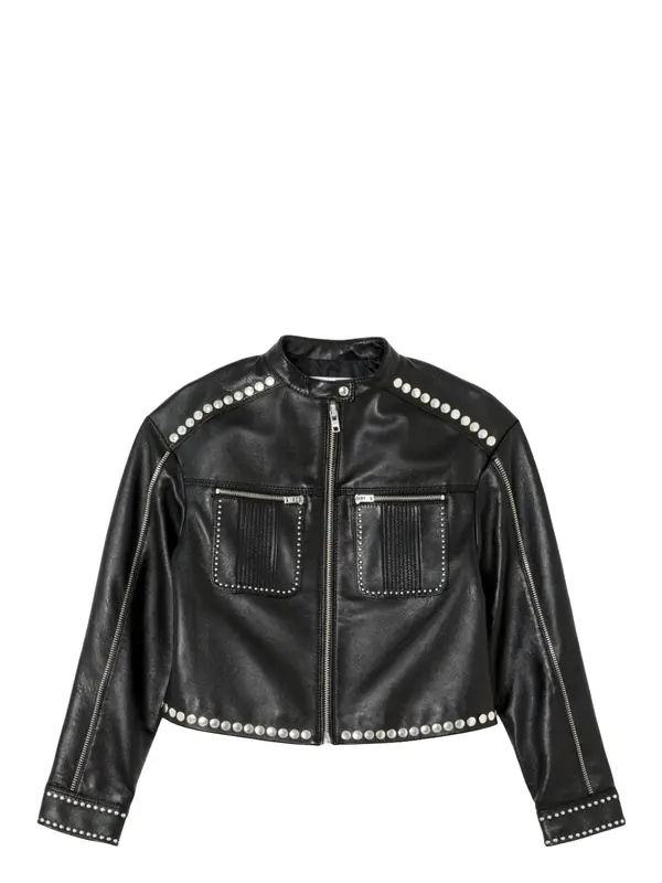 RE/DONE Stud-embellished Biker Jacket - Black