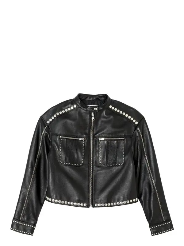 RE/DONE Stud-embellished Biker Jacket - Black