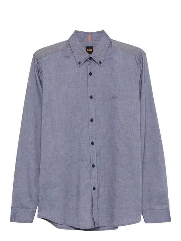 BOSS Button-down Cotton Shirt - Blue