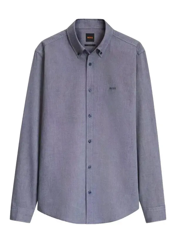BOSS Button-down Cotton Shirt - Blue