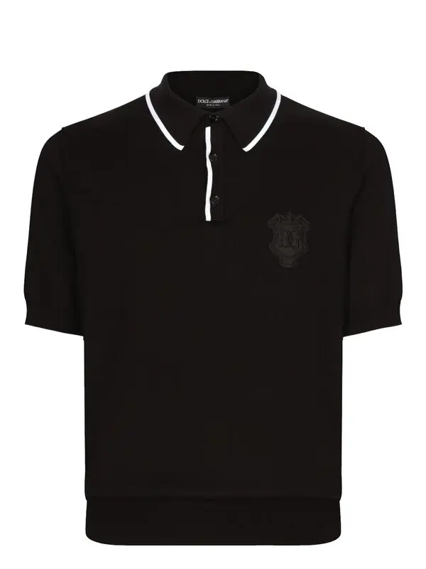 Dolce & Gabbana Logo-embroidered Cotton Polo T-shirt - Black