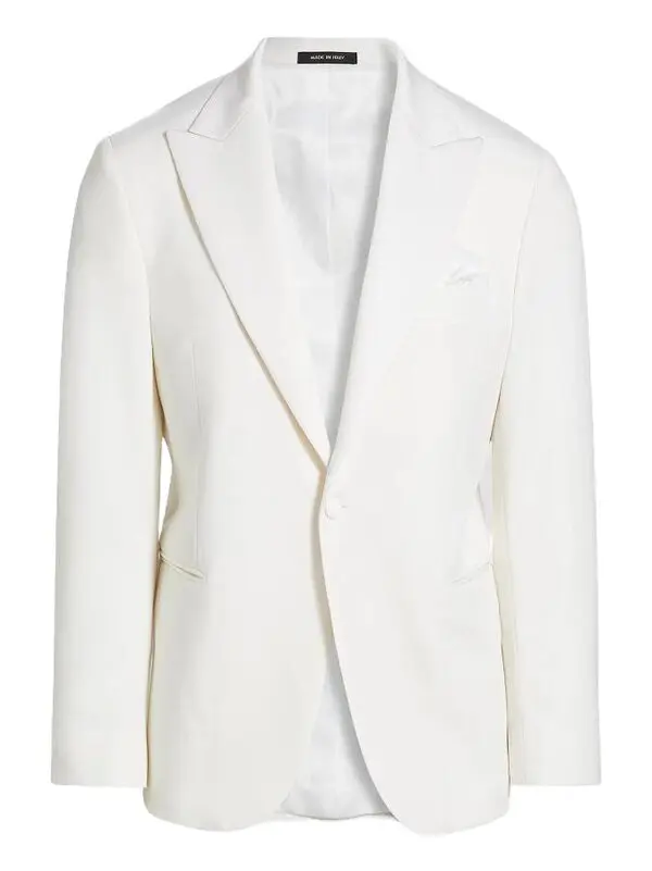 SAKS FIFTH AVENUE Collection Wool Single-breasted Blazer - White