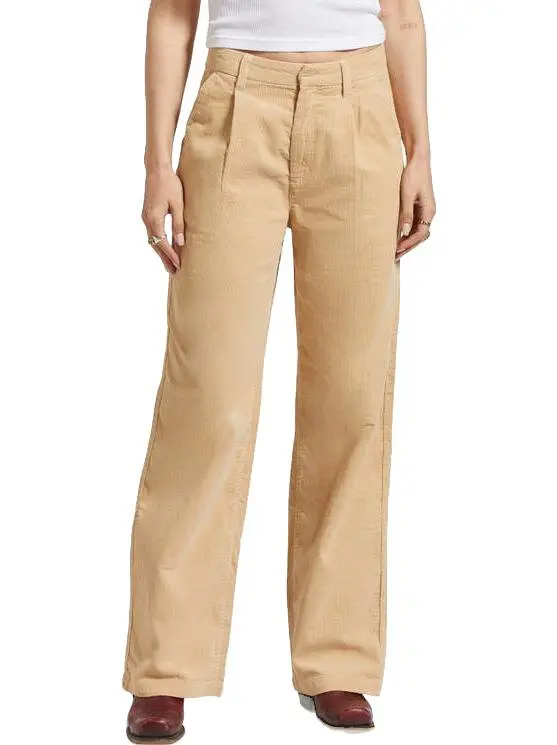 Brixton Ludlow High Waist Corduroy Pants - Oat Milk