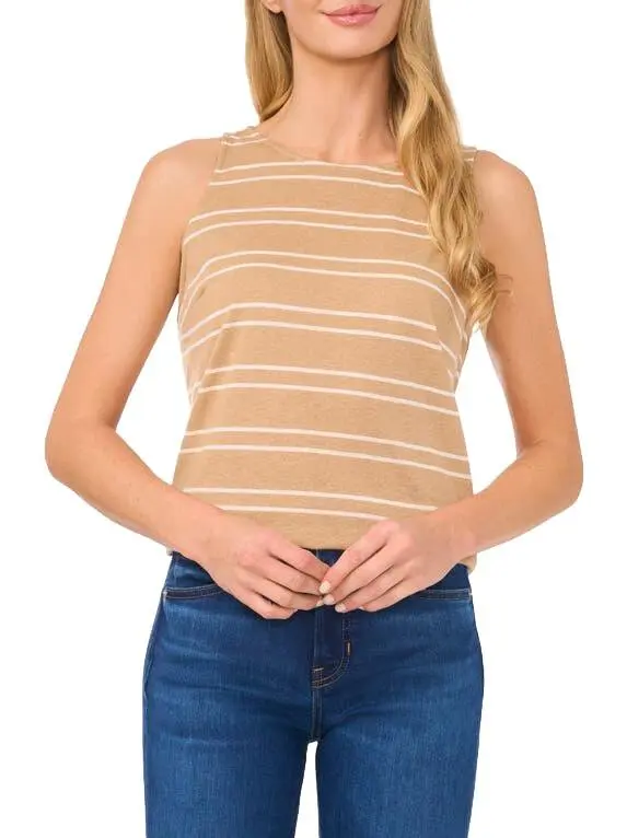 CECE DUPRAZ Stripe Crewneck Tank Top - Pecan Brown