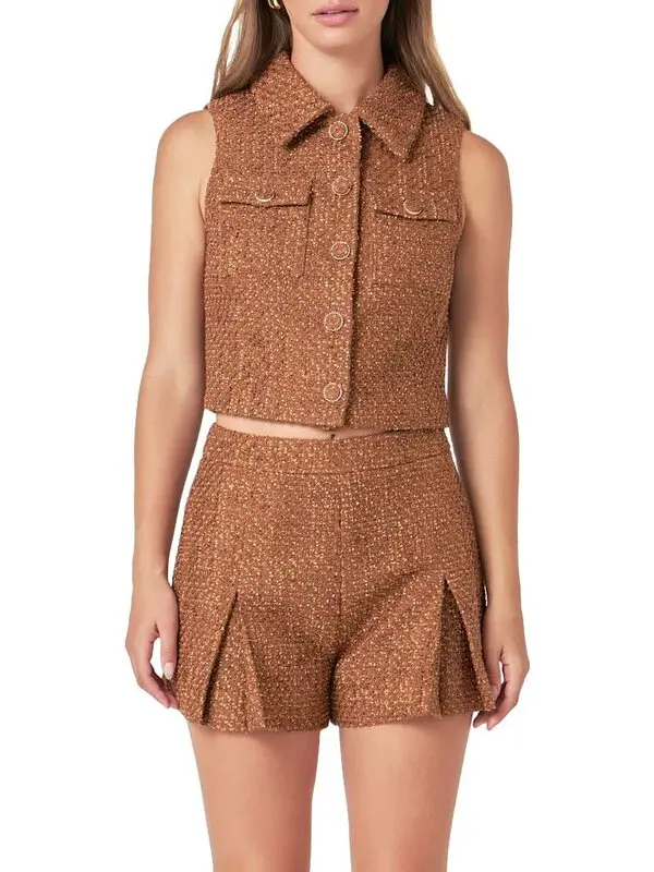 Endless Rose Tweed Vest - Camel