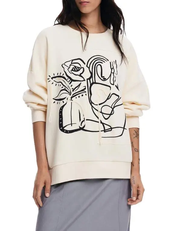 Desigual Patch Sweatshirt - White