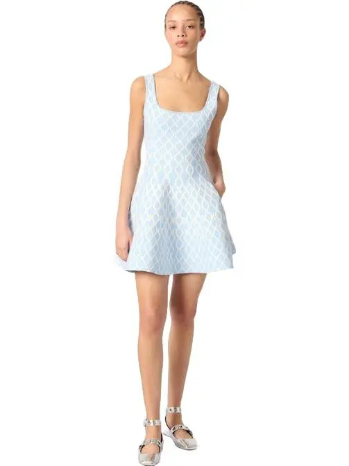 Maje Jacquard Knit Mini Dress - Blue/white