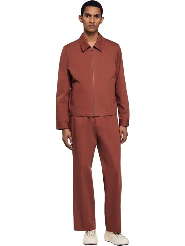 Sandro Cotton Zip-up Jacket - Terra
