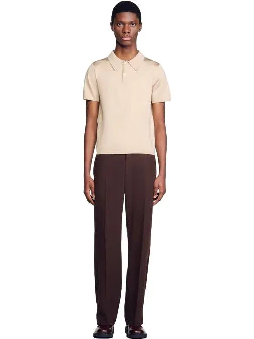 Sandro Short-sleeve Knitted Polo Shirt - Oats
