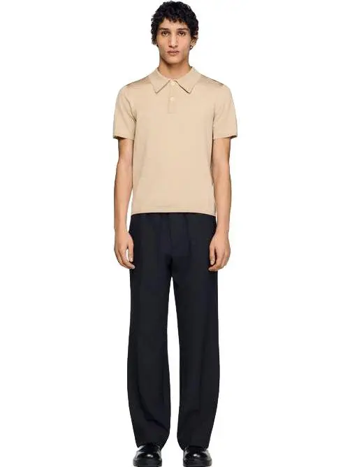 Sandro Short-sleeve Knitted Polo Shirt - Oats