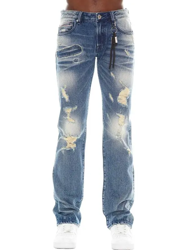 CULT OF INDIVIDUALITY Rebel Ripped Straight Leg Jeans - Knox