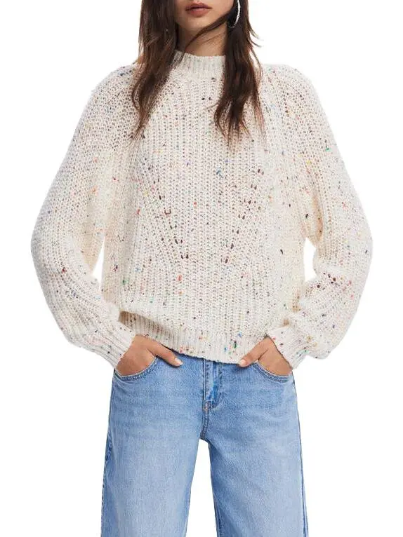 Desigual Derby Fleck Open Stitch Sweater - White