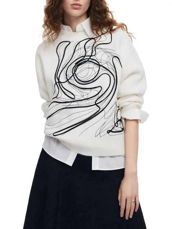 Desigual Montpelier Lacroix Graphic Cotton Sweater - White