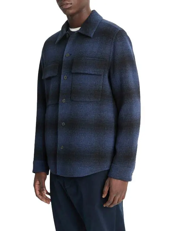 Vince Plaid Splittable Wool Blend Shirt Jacket - Ultramarine